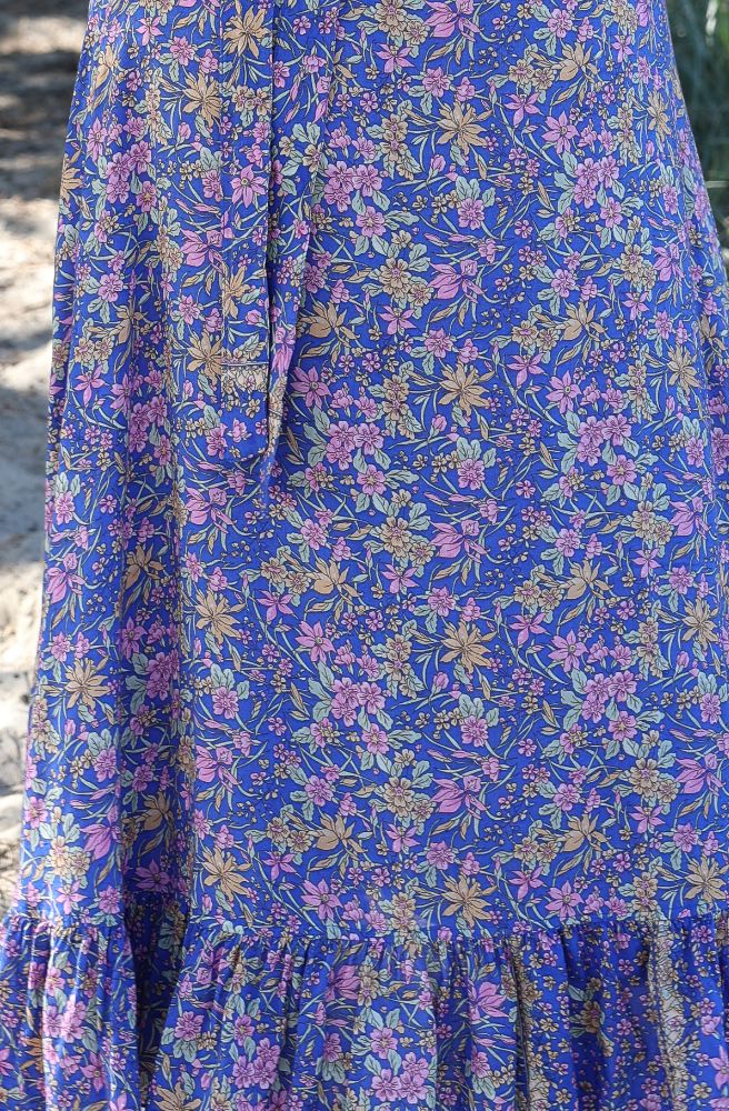 Cobalt Bloom Combi Wrap Dress Bohemian Blue Floral Print Plus Size Maxi ...